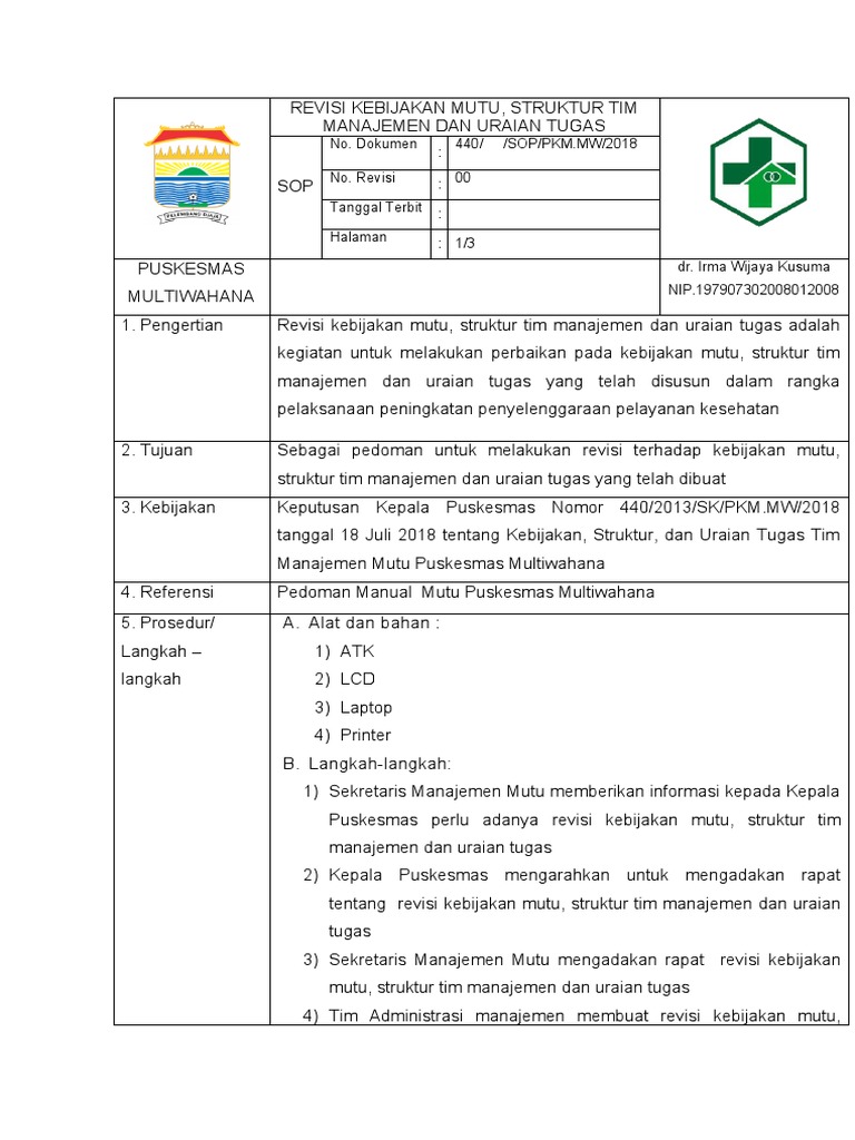 Sop Revisi Tim Manajemen 1 | PDF