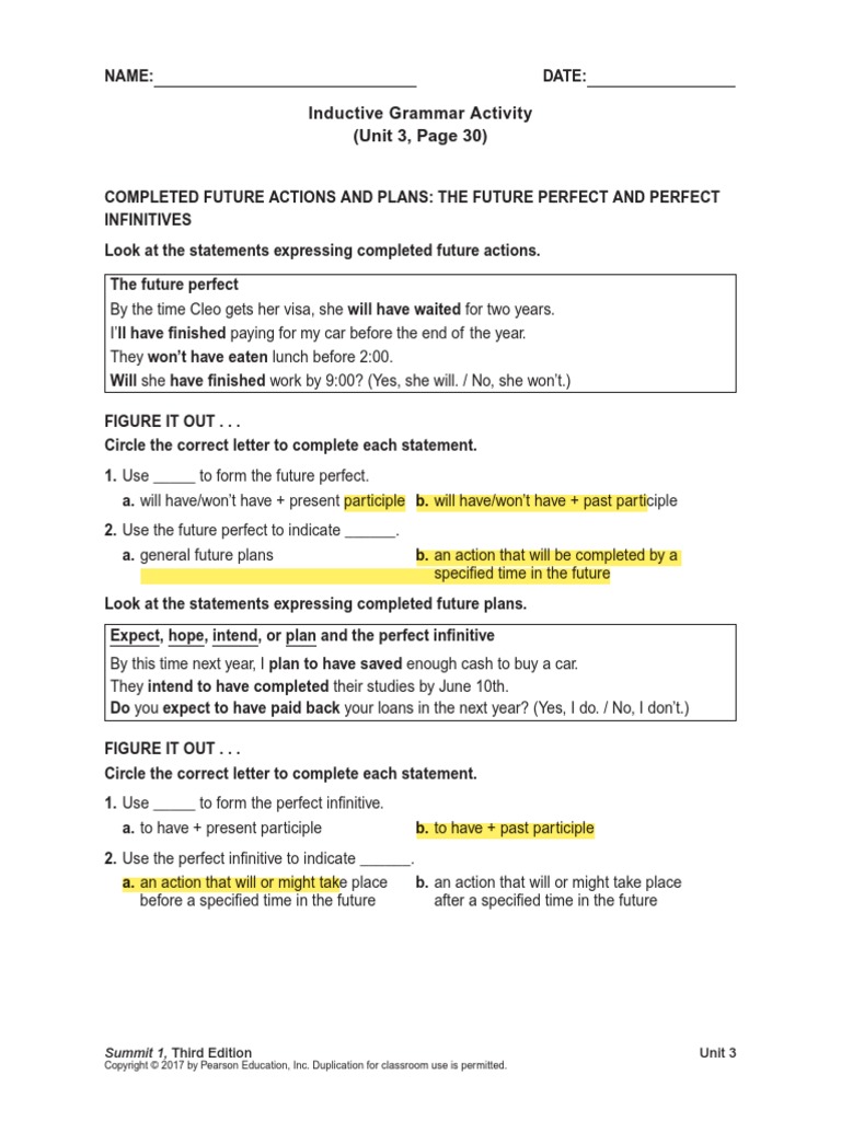p30 Inductive Grammar Activity | PDF