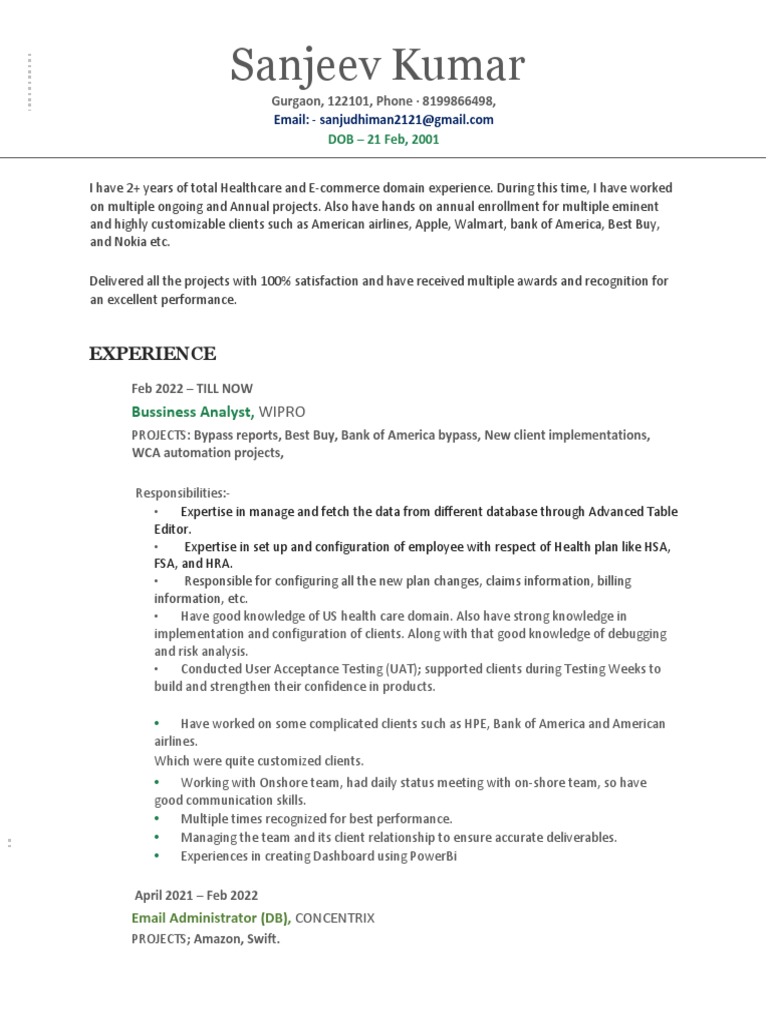 BA Sanjeev Resume | PDF | Business | Cybernetics