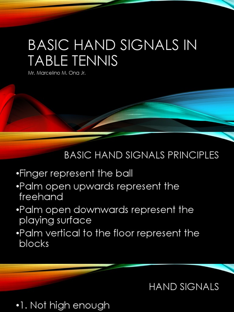 Basic Hand Signals in Table Tennis | PDF