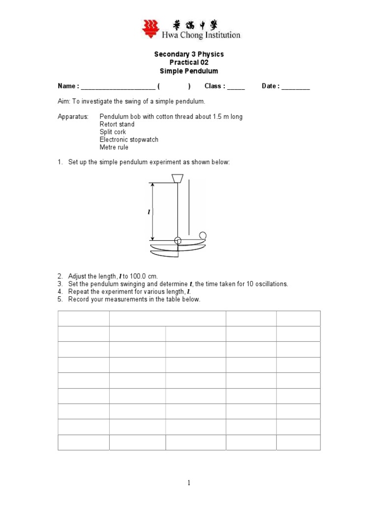 Practical 02 Simple Pendulum | PDF Practical 02 Simple Pendulum | PDF