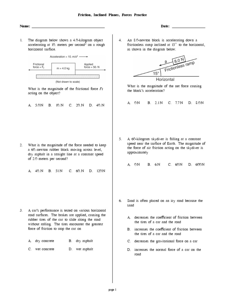 Friction Inclined Planes Force | PDF