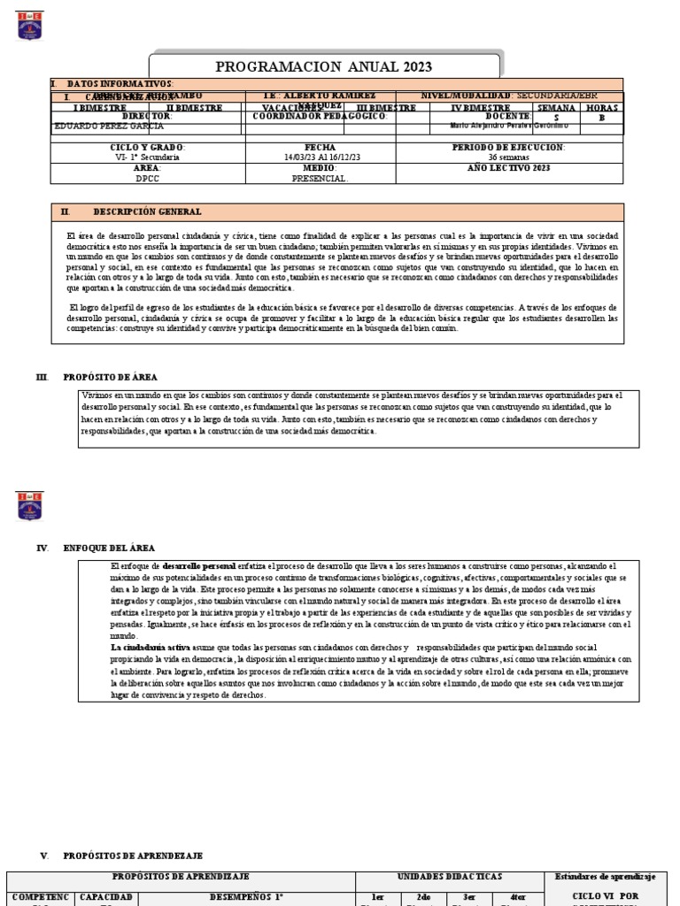 Plan Anual DPCC 2023 | PDF | Las emociones | Ideologías políticas
