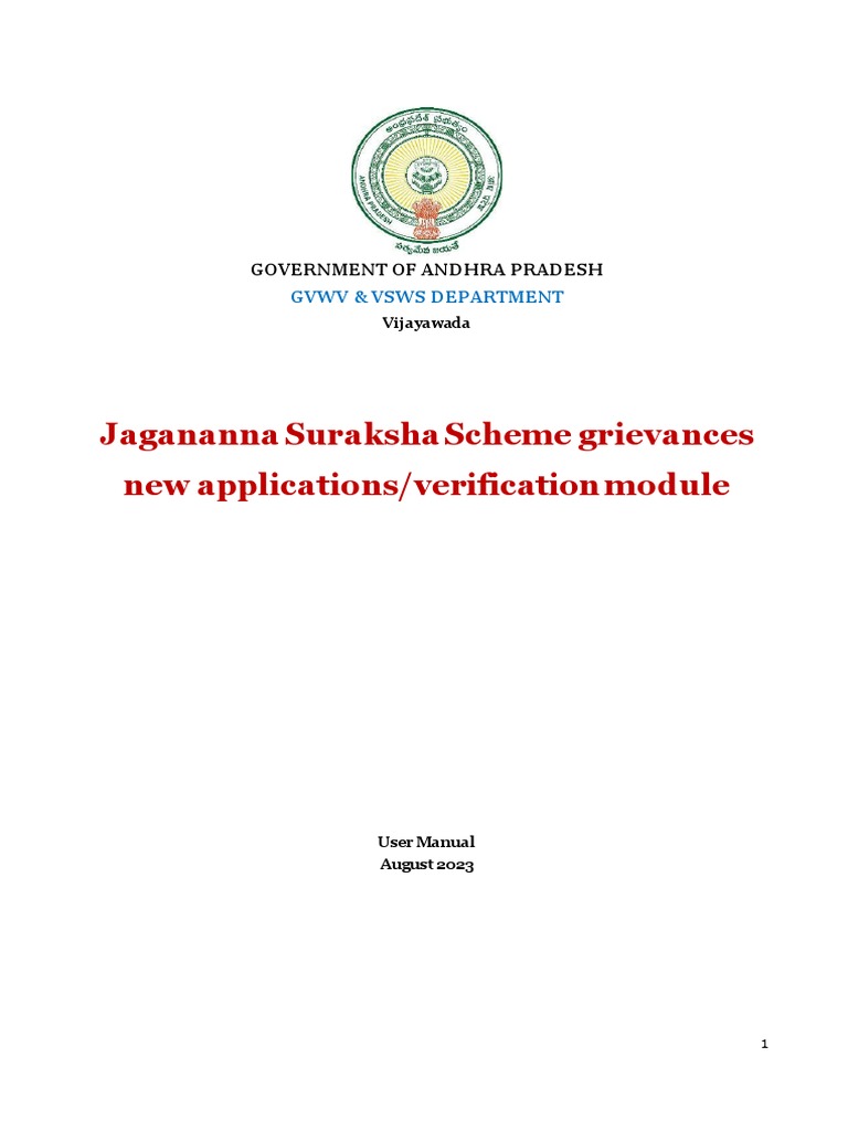 User Manual For Jagananna Suraksha Scheme Grievances - V2 | PDF | Authentication | Login