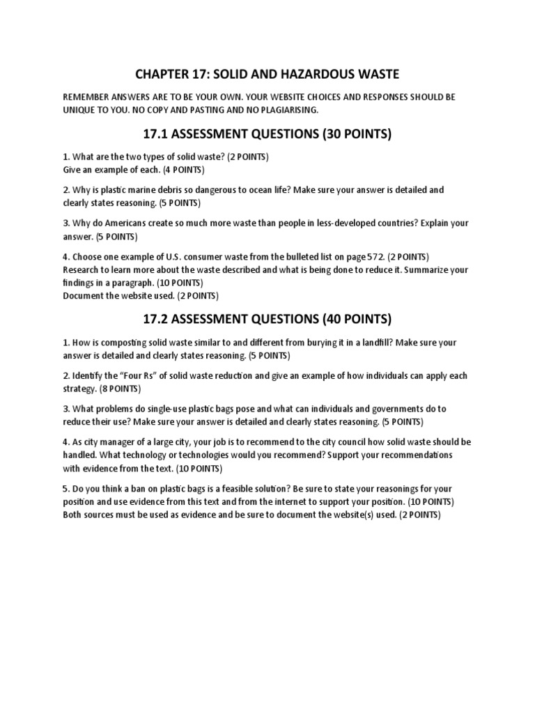 Chapter 17.1 & 17.2 Assessment Questions | PDF