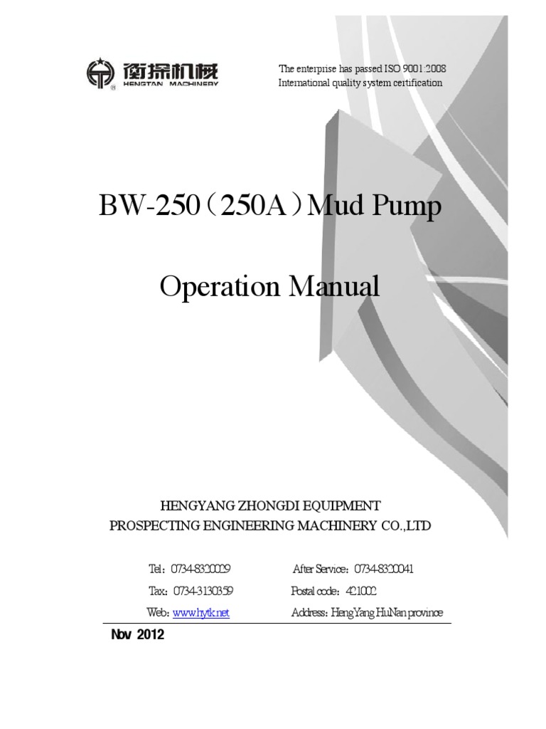 Catalogo Bba de Lodos BW-250 Ingles | PDF | Pump | Valve