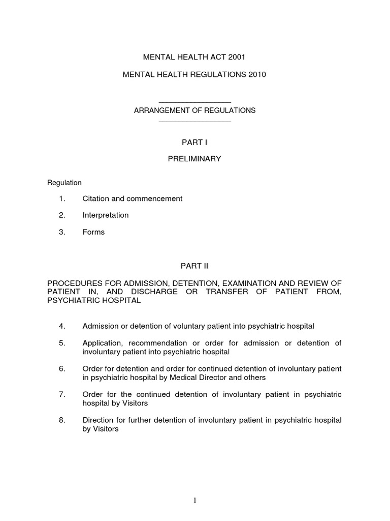 Mental Health Regulations 2010 | PDF