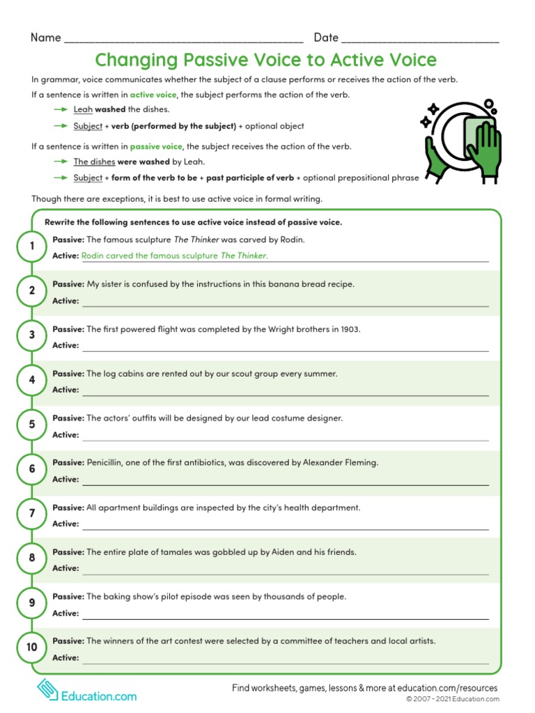 Changing Passive Voice To Active Voice | PDF