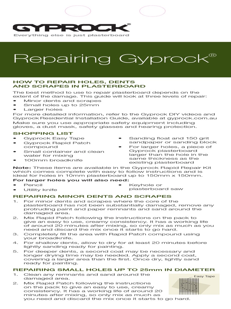 gyprock-201-repairing_holes_diy_guide-201604 | PDF
