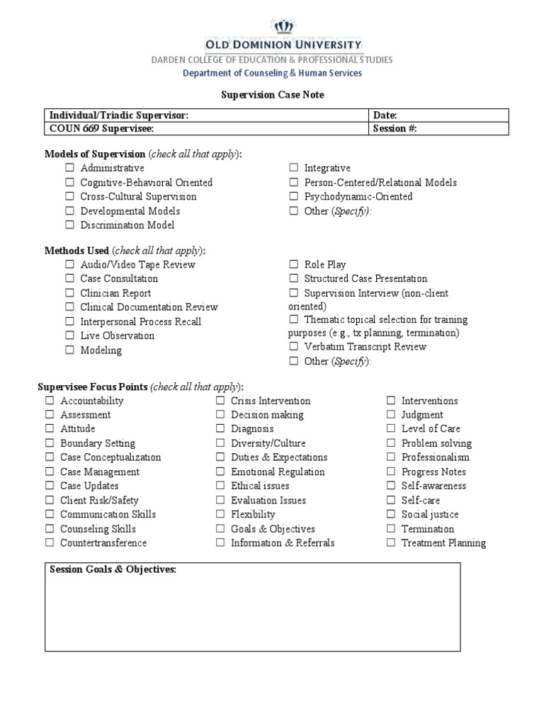 Microsoft Word - Supervision Case Note | PDF