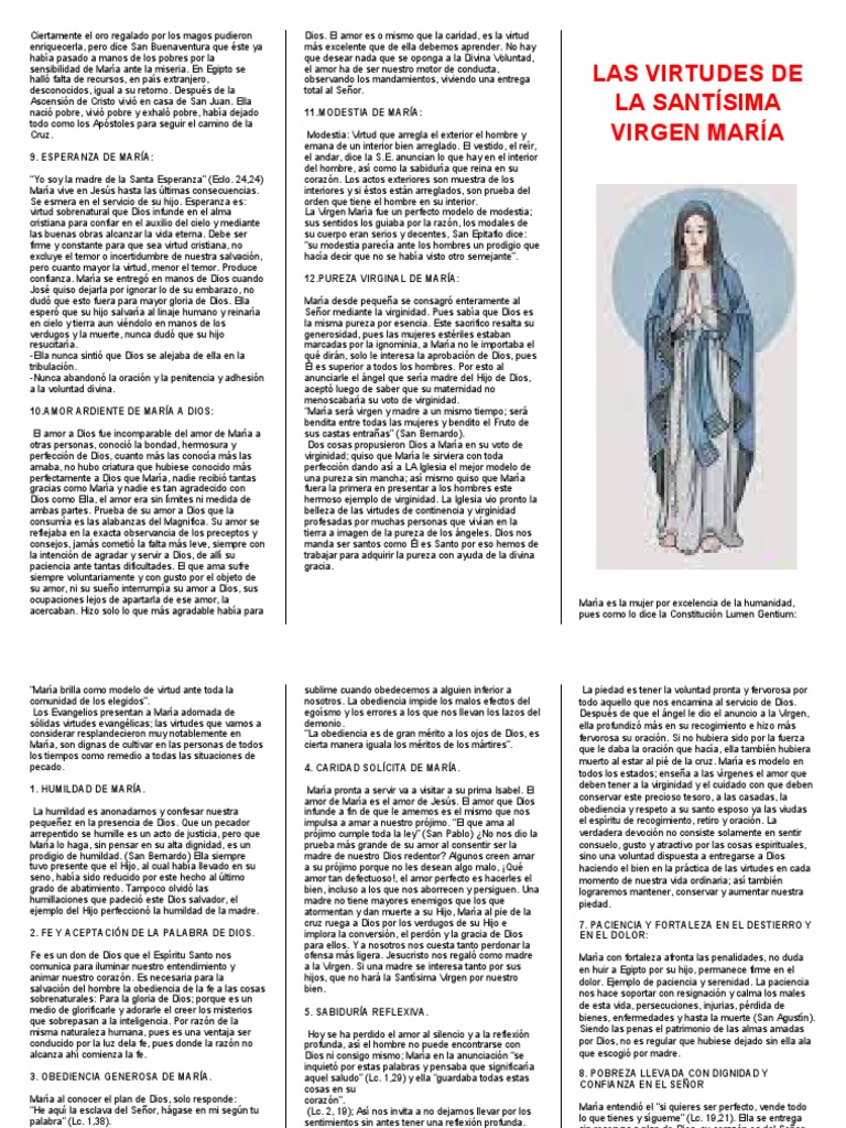 Las Virtudes de La Santísima Virgen María | PDF