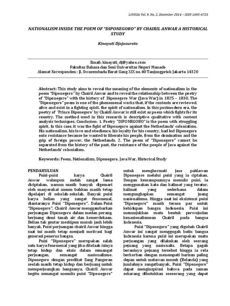 Nationalism Inside The Poem of Diponegoro by Chair | PDF | Fiksi Umum