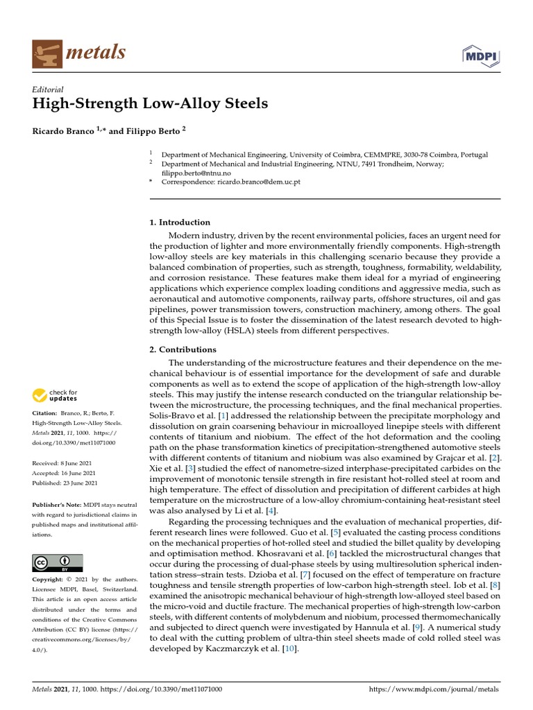 High-Strength Low-Alloy Steels | PDF