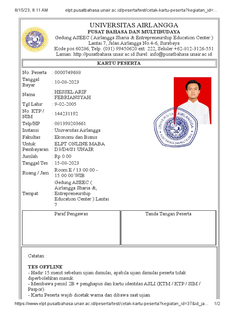 Kartu Peserta 15 Agust | PDF