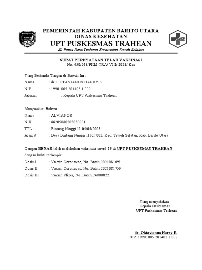 Surat Keterangan Vaksin Pdf
