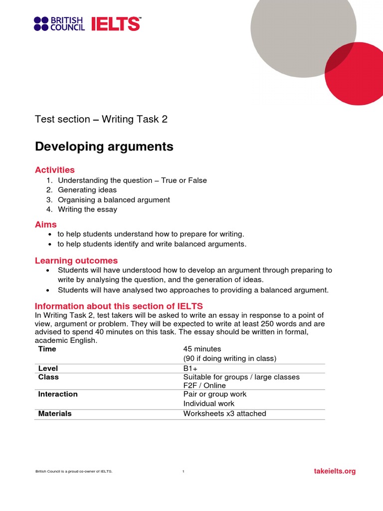 Writing Task 2 Developing Arguments | PDF