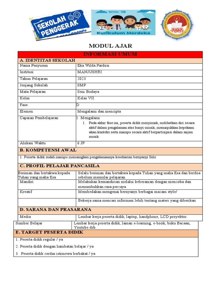 Modul Ajar Kelas 7 2 X Pertemuan | PDF