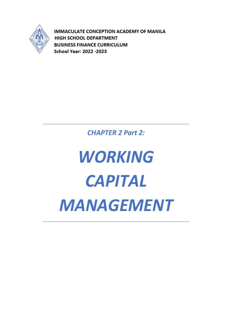 CHAPTER 2 Part 2 Working Capital | PDF | Bonds (Finance) | Cheque