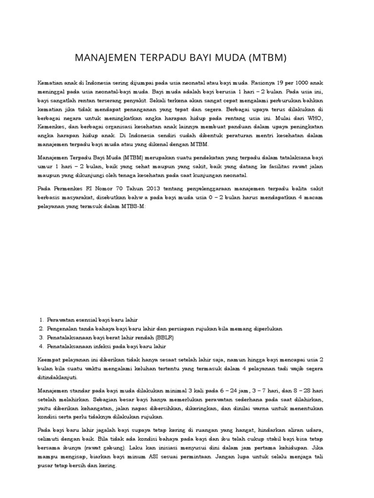 Panduan MTBM untuk Bayi Muda | PDF