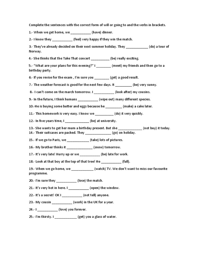ejercicios will y going to | PDF
