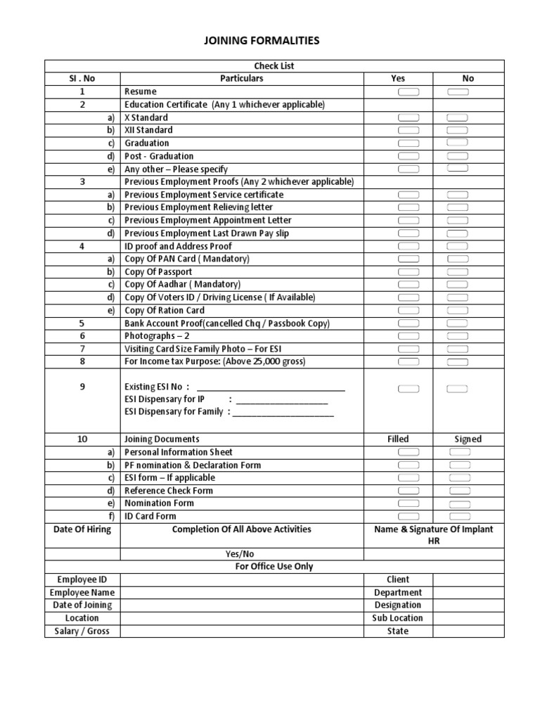 New Joining Form | PDF