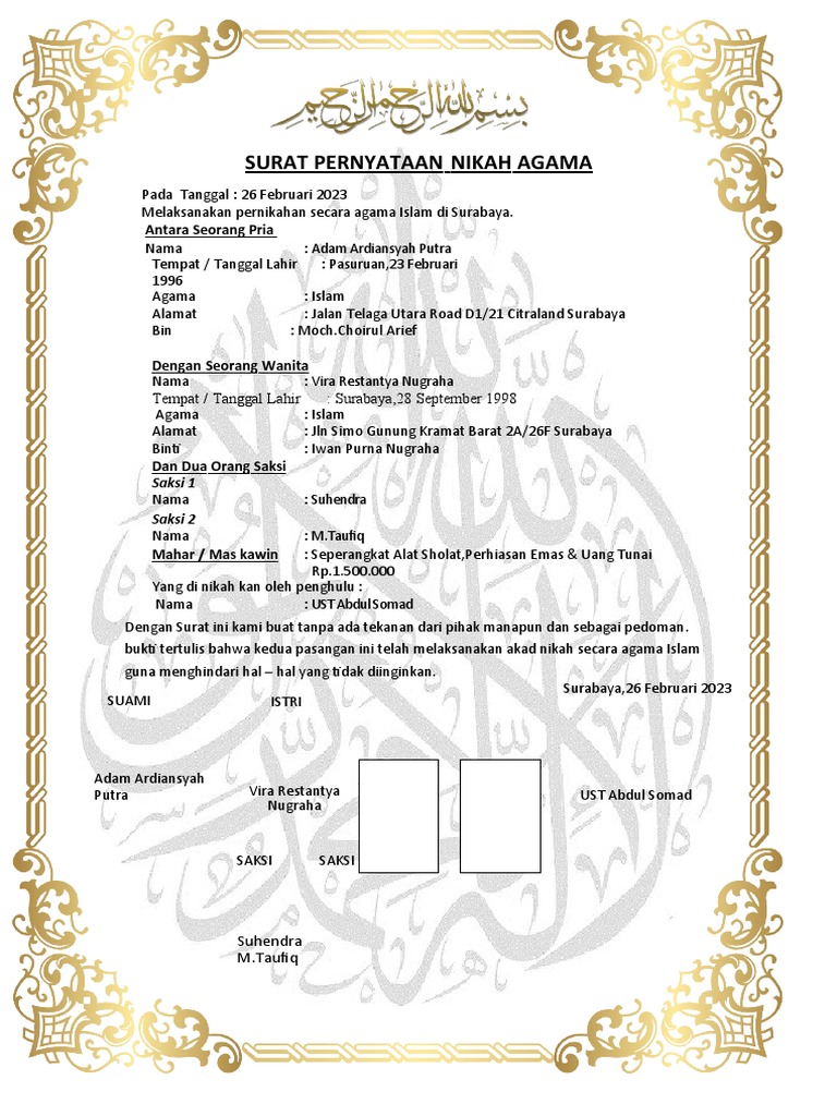 Pernikahan Adam dan Vira | PDF
