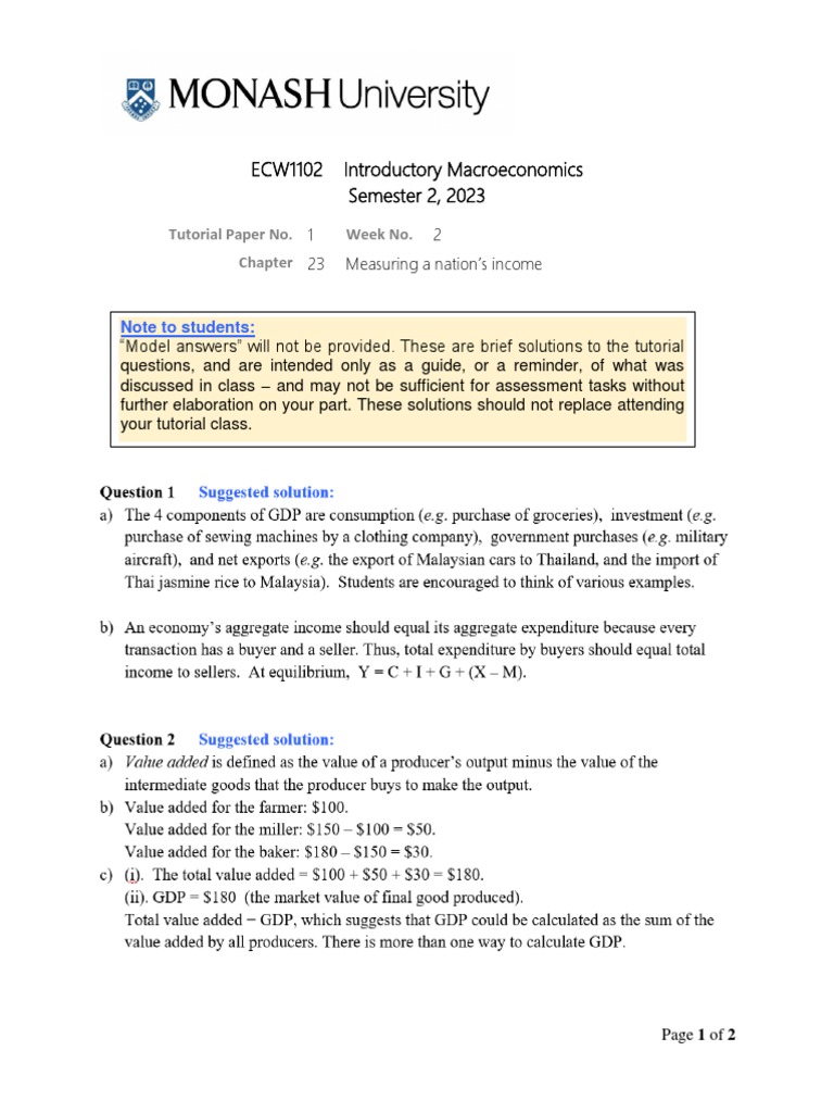 Intro Macroeconomics Tutorial 1 | PDF | Career & Growth