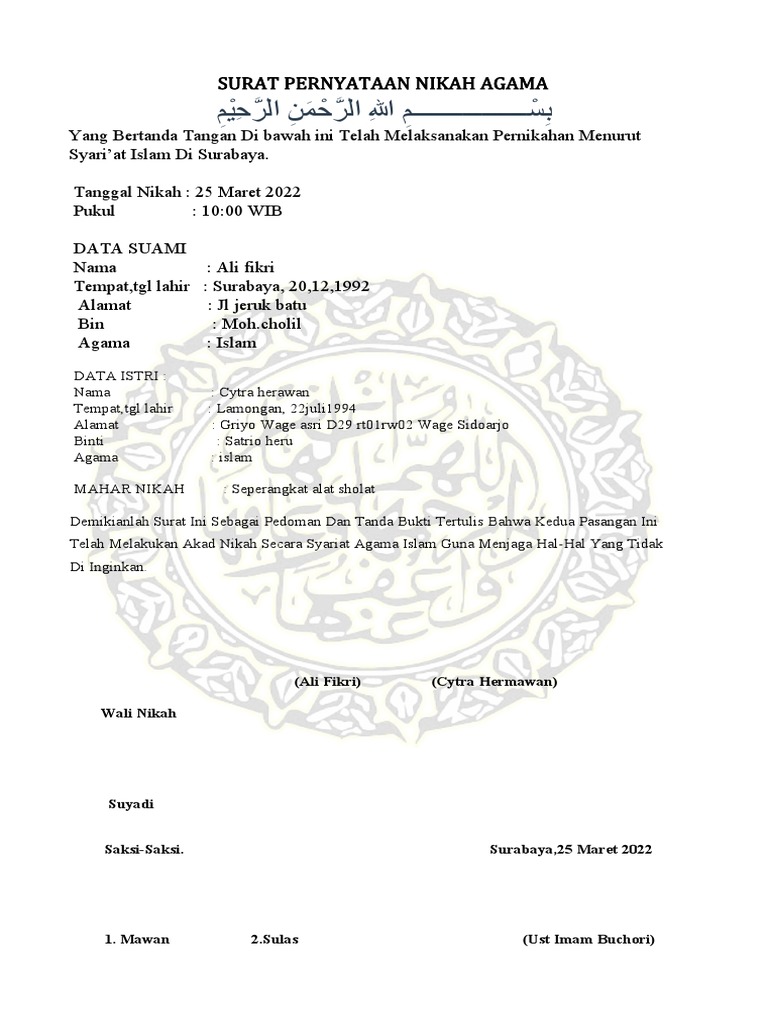 Surat Nikah | PDF