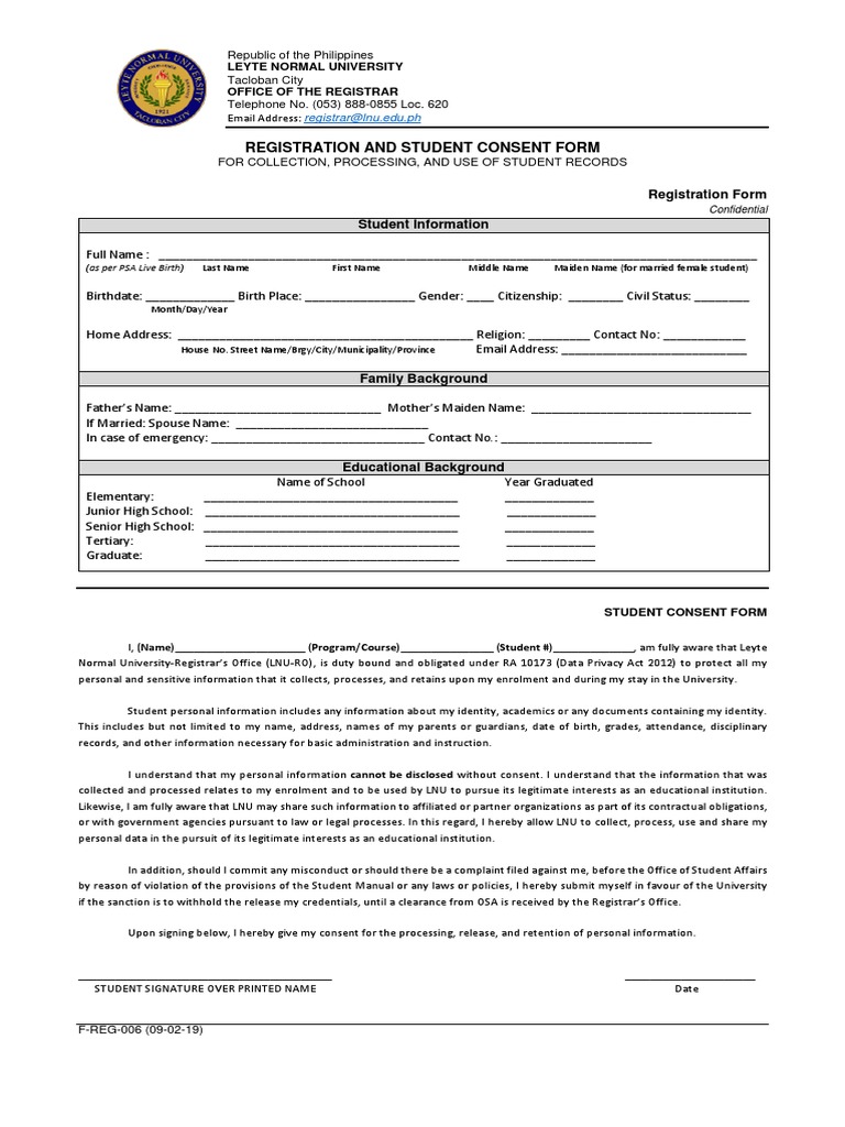 Registration Student Consent Promissory Form | PDF | Government And ...