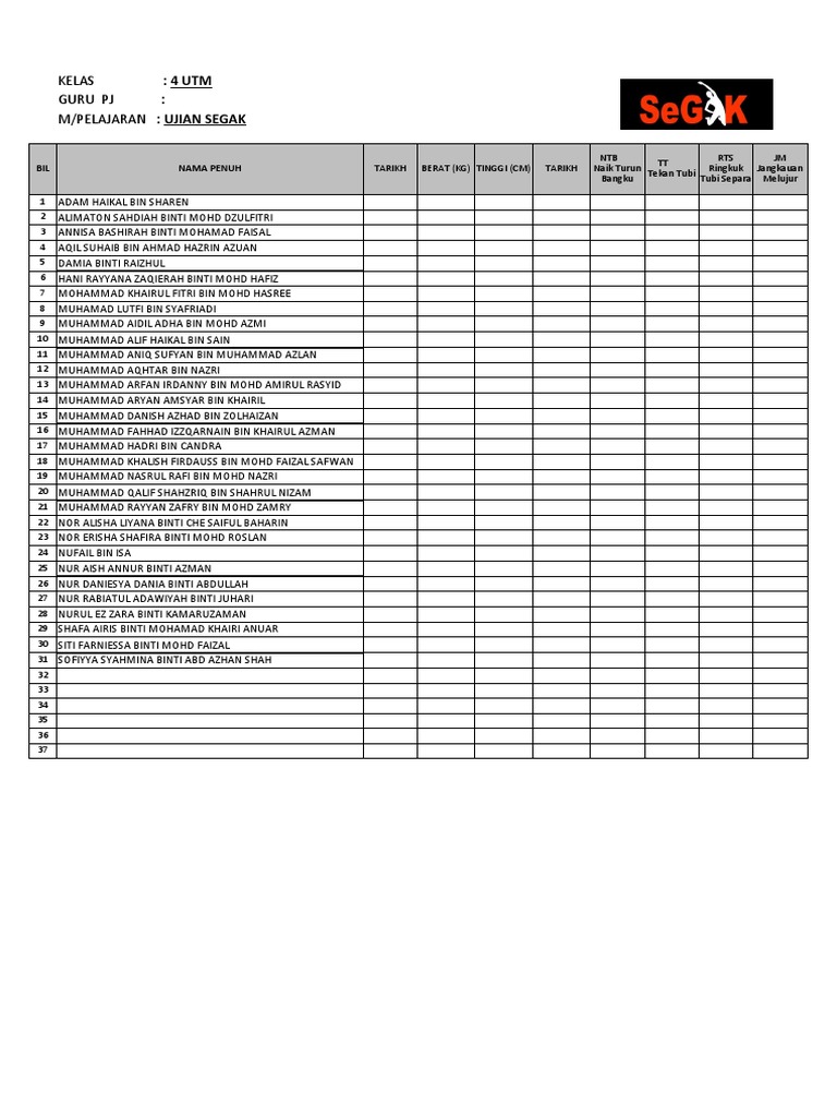 Borang Transit Segak Updated | PDF