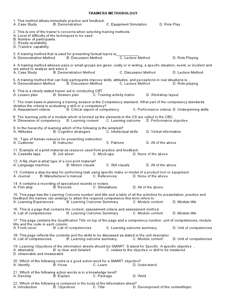 Trainers Methodology | PDF