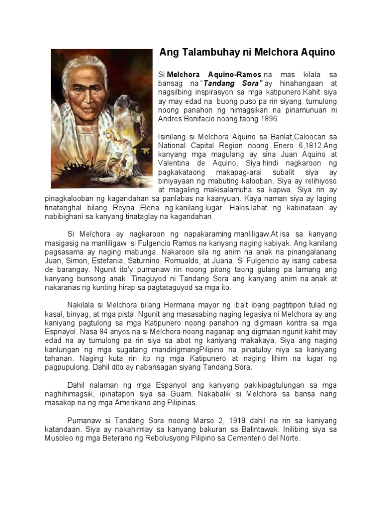 Ang Talambuhay Ni Melchora Aquino | PDF