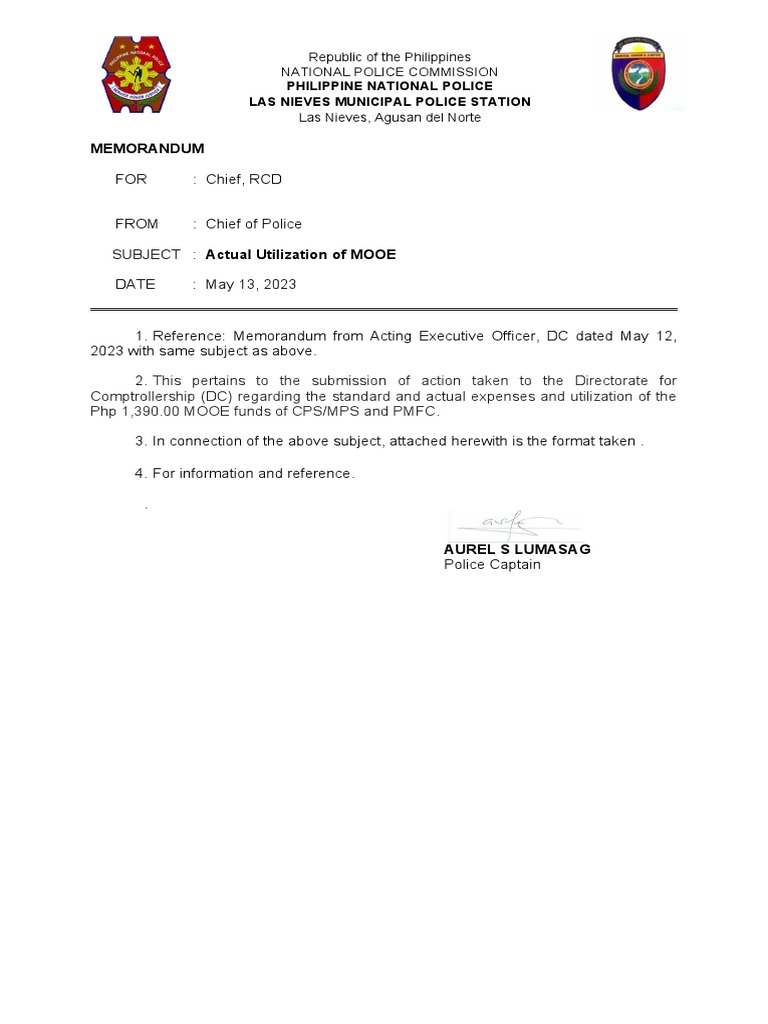 LNMPS Re Actual Utilization of MOOE | PDF