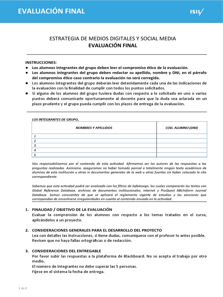1635 - Evaluacion Final | PDF | Evaluación