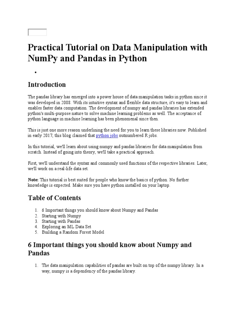 NumPy & Pandas | PDF | Integer (Computer Science) | Matrix (Mathematics) NumPy & Pandas | PDF | Integer (Computer Science) | Matrix (Mathematics)