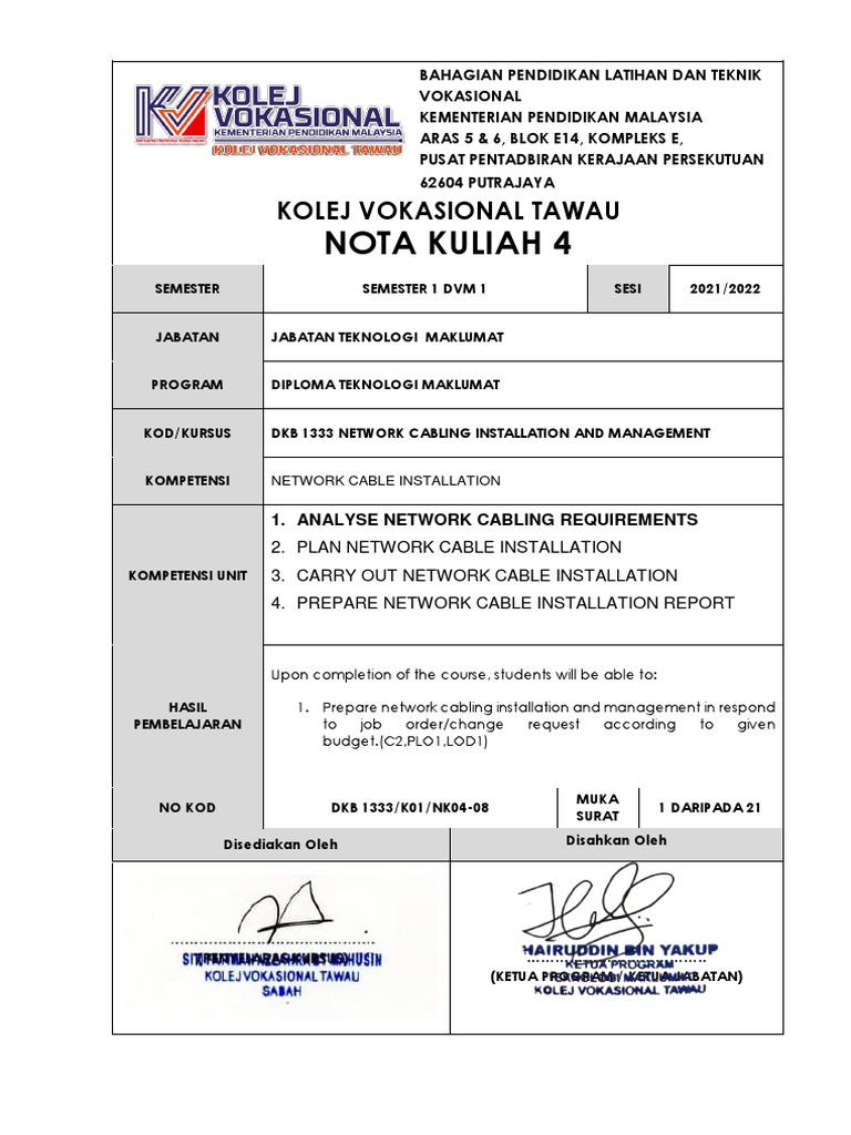 Nota Kuliah 4: Kolej Vokasional Tawau | PDF