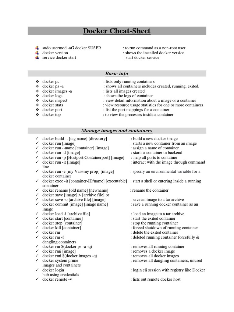 Docker Cheat Sheet-1 | PDF