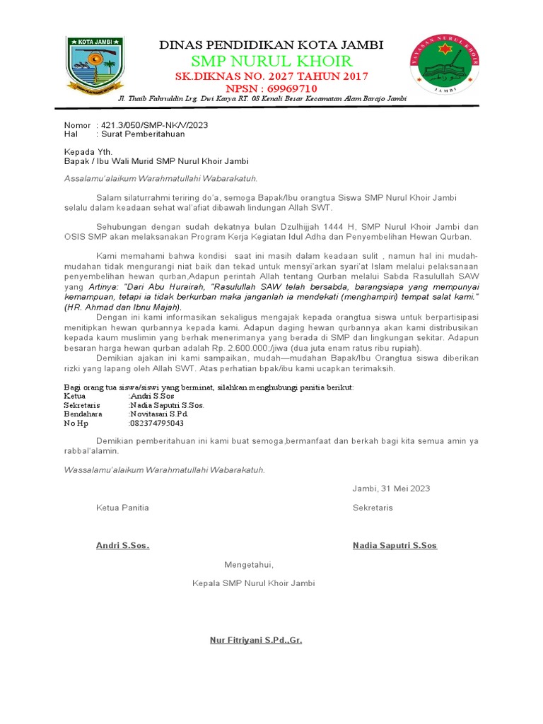 Surat Edaran Qurban 2023 Edit Pdf