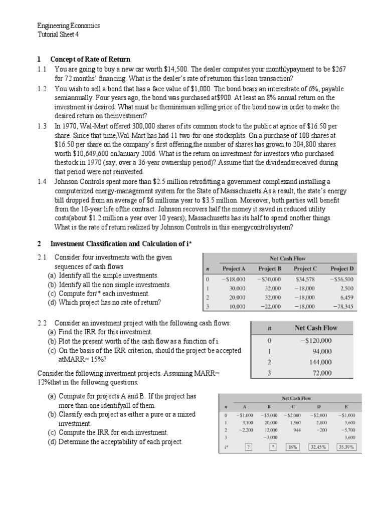 Economics Tutorial-Sheet-4 | PDF