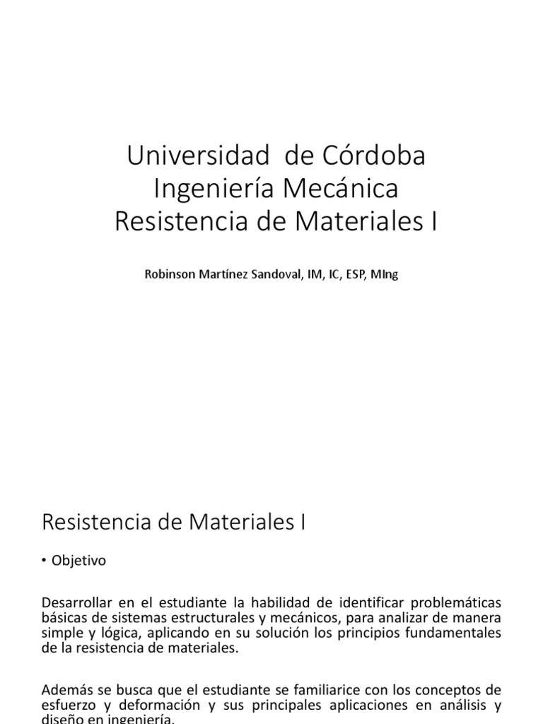 Resistencia de Materiales I 1.1 y 1.2 | PDF | Resistencia de materiales | Rigidez