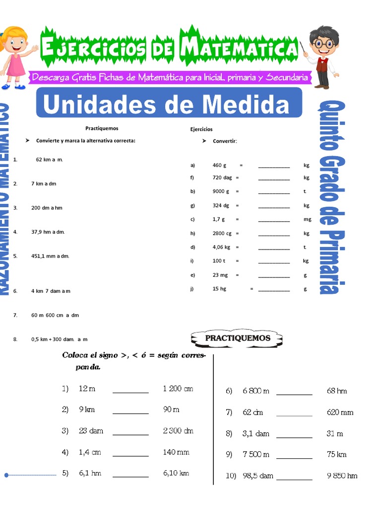 Actividades de Unidades de Medida para Quinto de Primaria | PDF