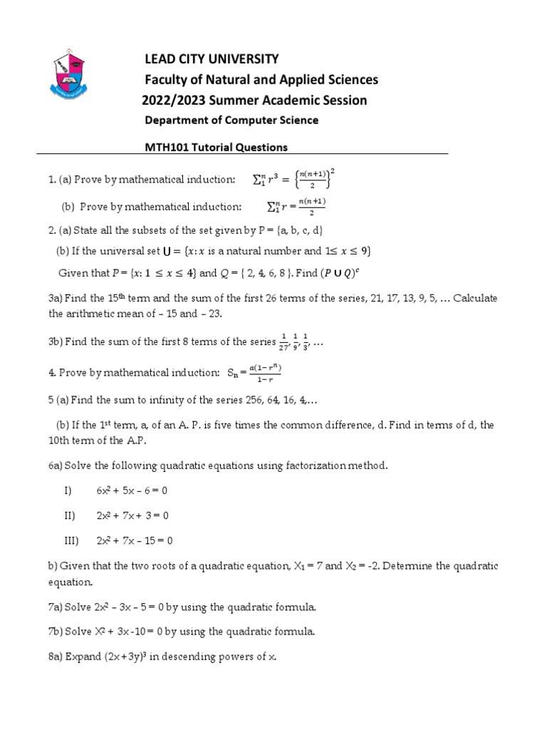 Mth101 Tutorial Pdf Trigonometric Functions Circle