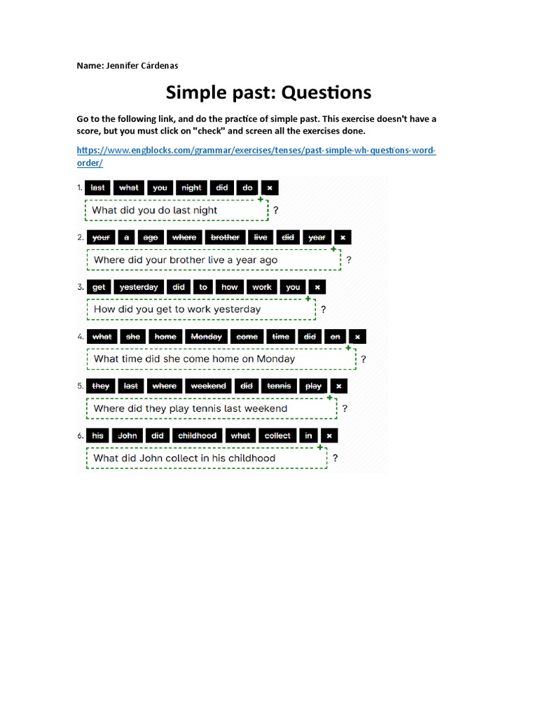 Simple past Questions | PDF