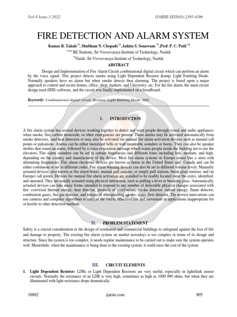 Fire Detection and Alarm System Ijariie16692 | PDF | Bipolar Junction Transistor | Amplifier