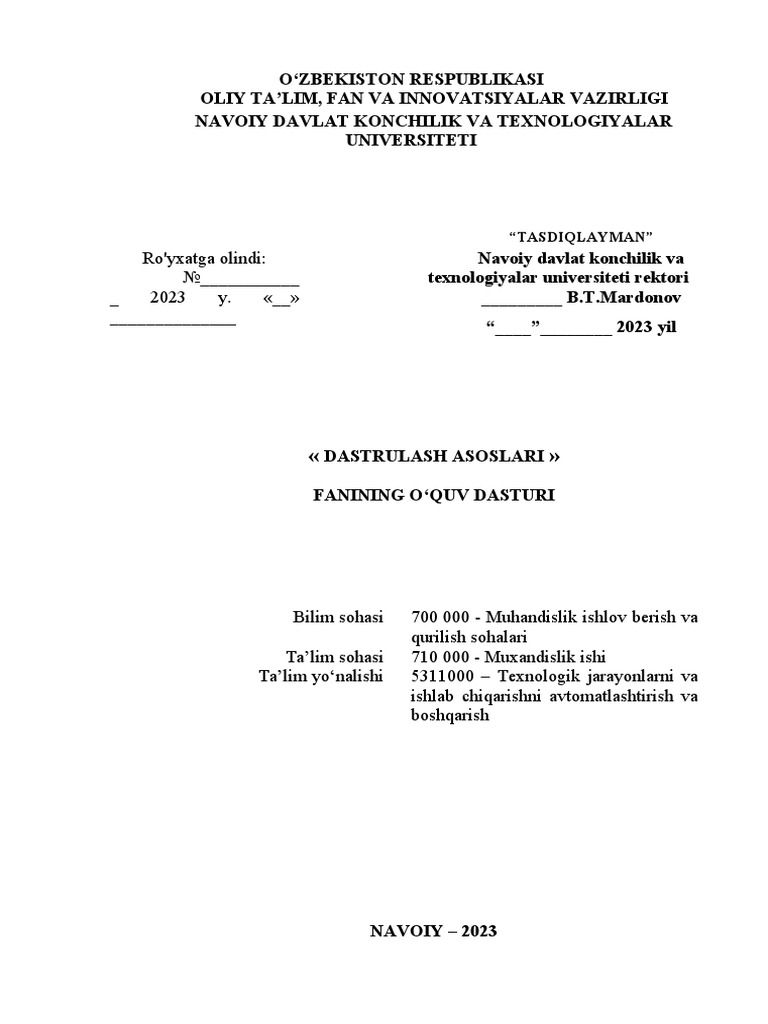 Dasturlash Asoslari | PDF