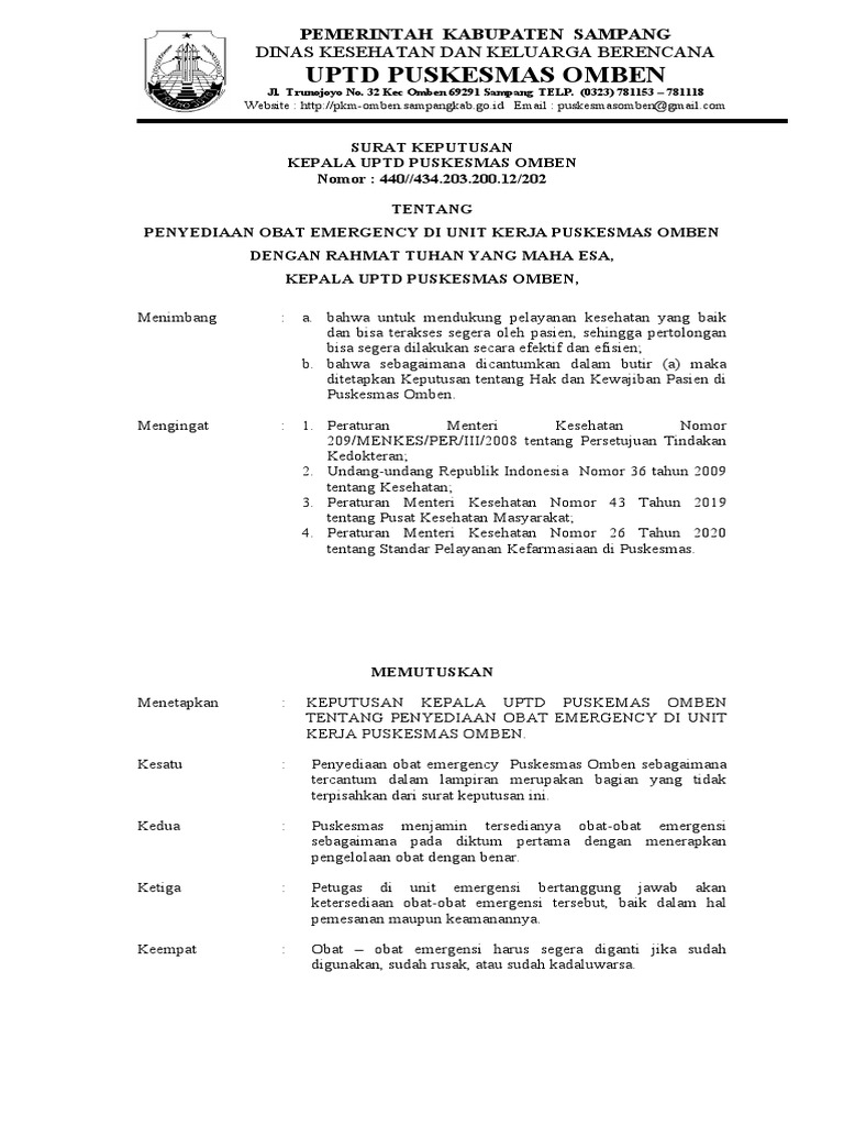 SK Penyediaan Obat Emergency | PDF