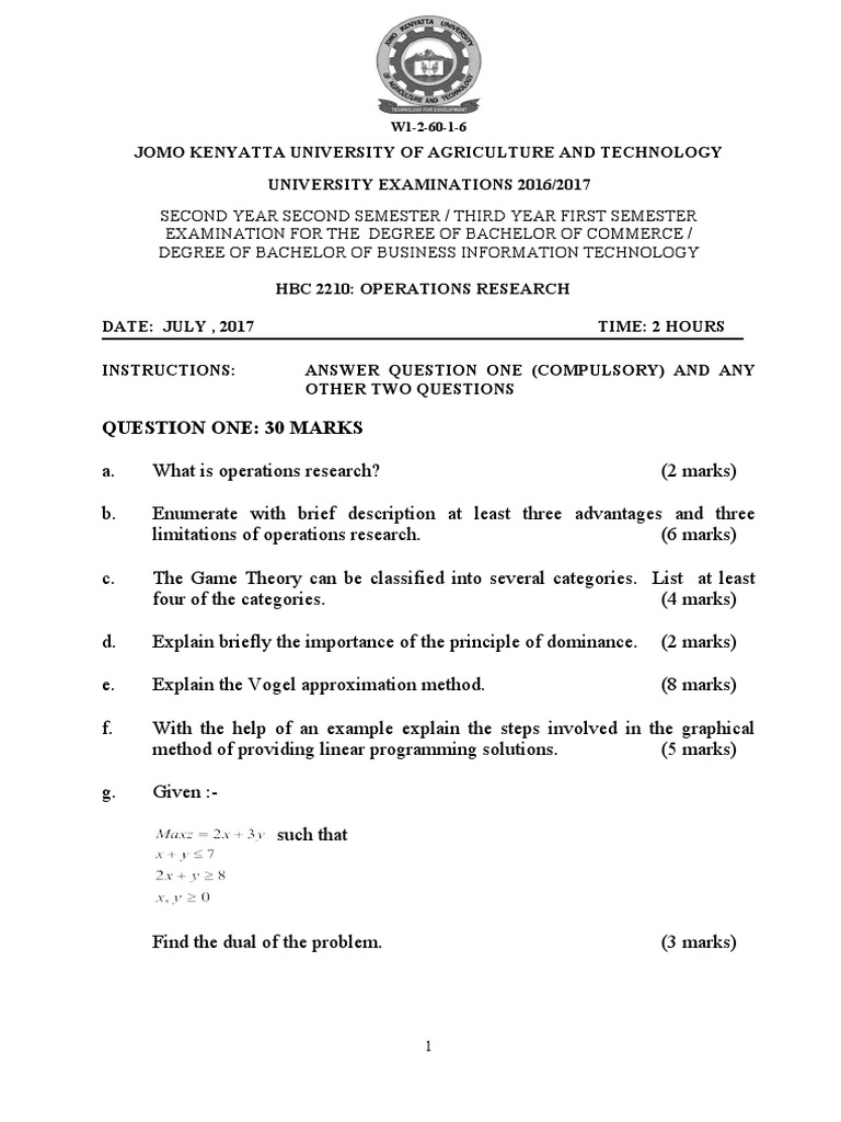 Operations Research Exam Guide | PDF | Mathematical Optimization | Simulation