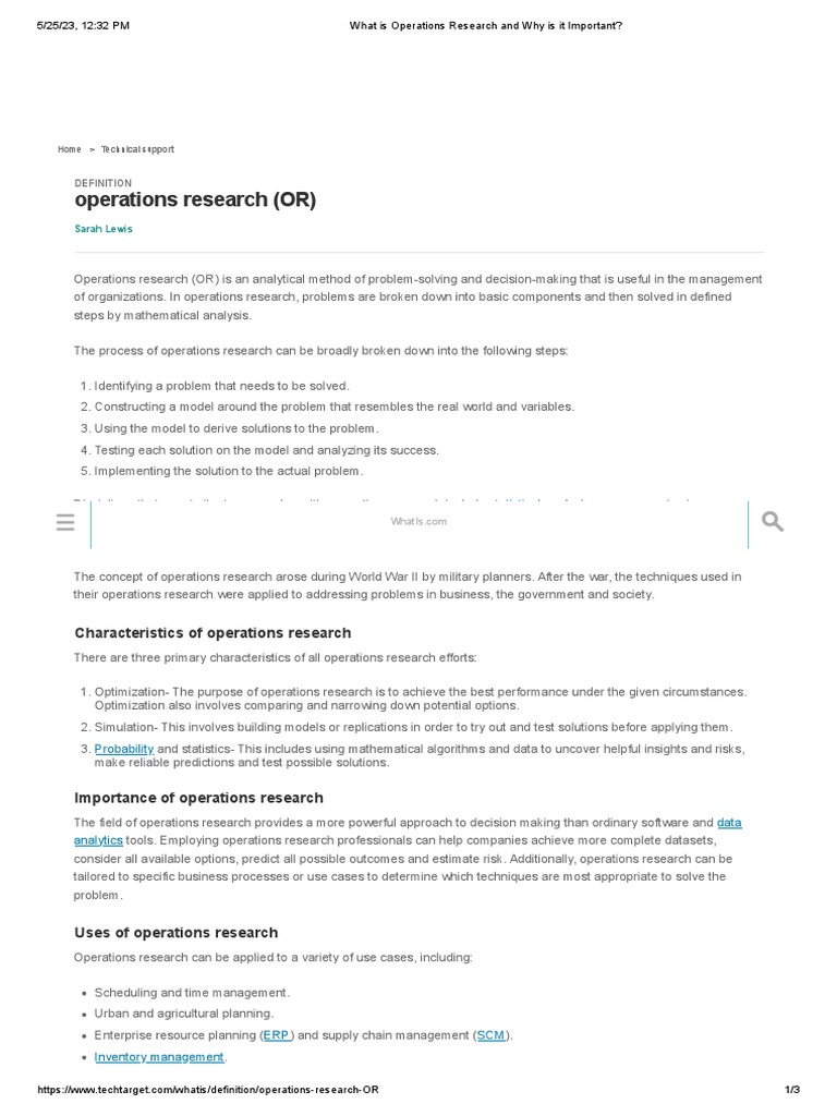 What Is Operations Research and Why Is It Important | PDF | Operations Research | Conceptual Model