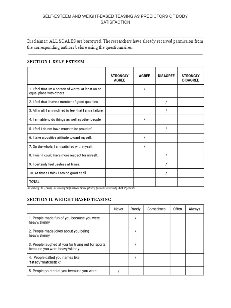 Body Satisfaction | PDF | Psychological Concepts | Behavioural Sciences