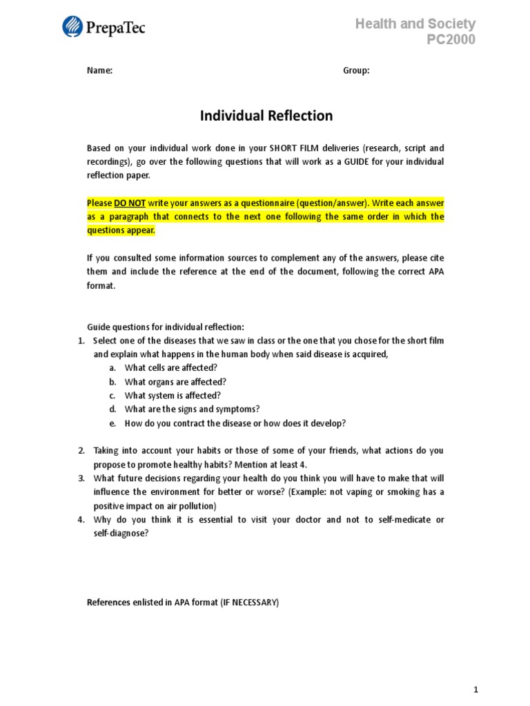 Individual Reflection - HAS2023 | PDF | Self-Improvement | Wellness